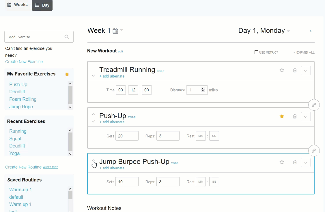 How do I rearrange an exercise in the Workout Plan Creator? | Exercise ...
