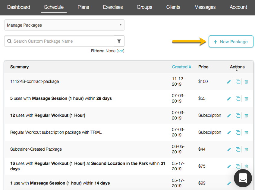 How do I set up contracts to be signed for packages? | Exercise.com
