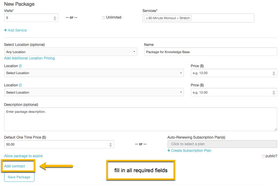 How do I set up contracts to be signed for packages? | Exercise.com