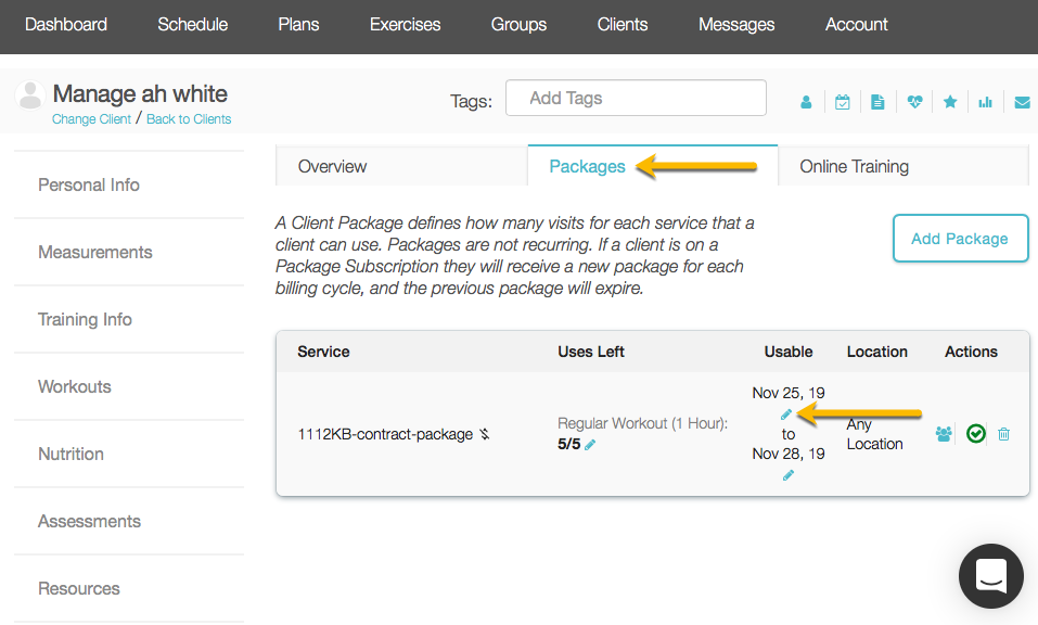 How do I set up an activation date for a client’s package? | Exercise.com