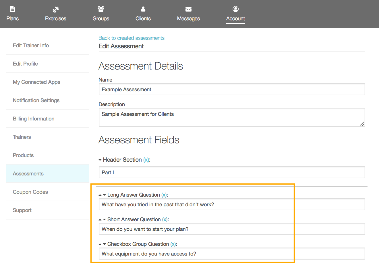 How do I rearrange the order of fields in my Assessments? | Exercise.com