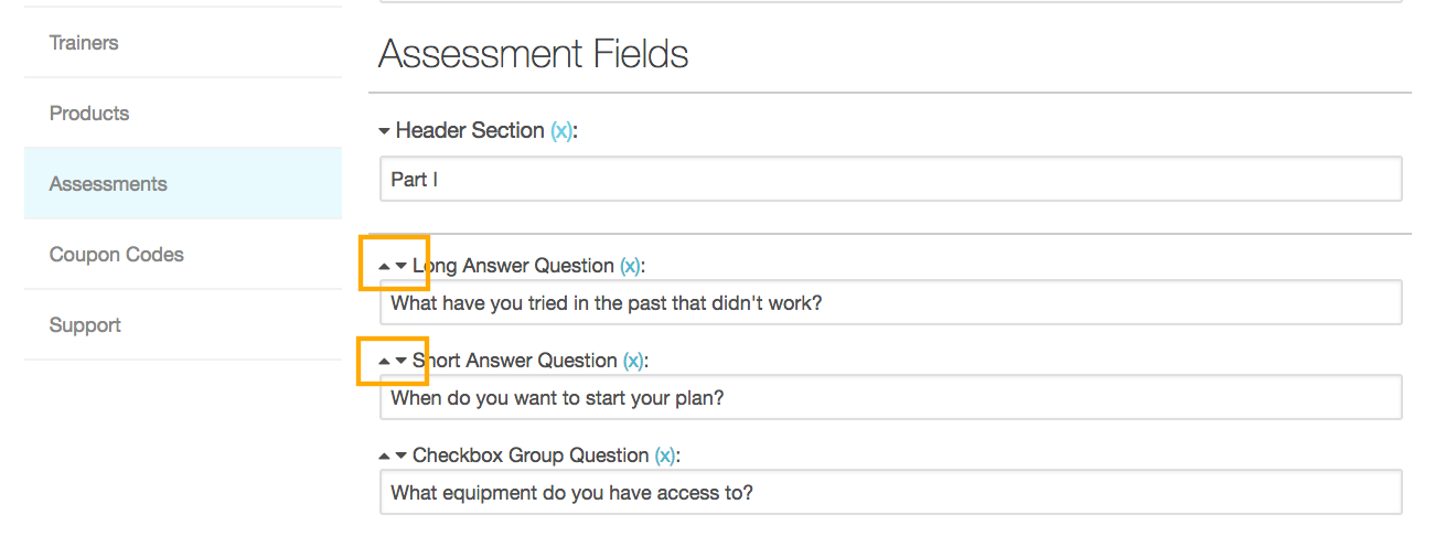 How do I rearrange the order of fields in my Assessments? | Exercise.com
