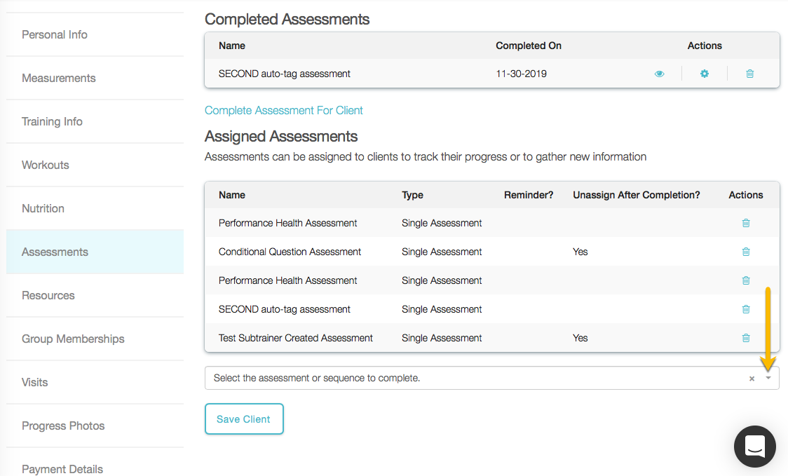 How do I un-assign an assessment after it is completed? | Exercise.com
