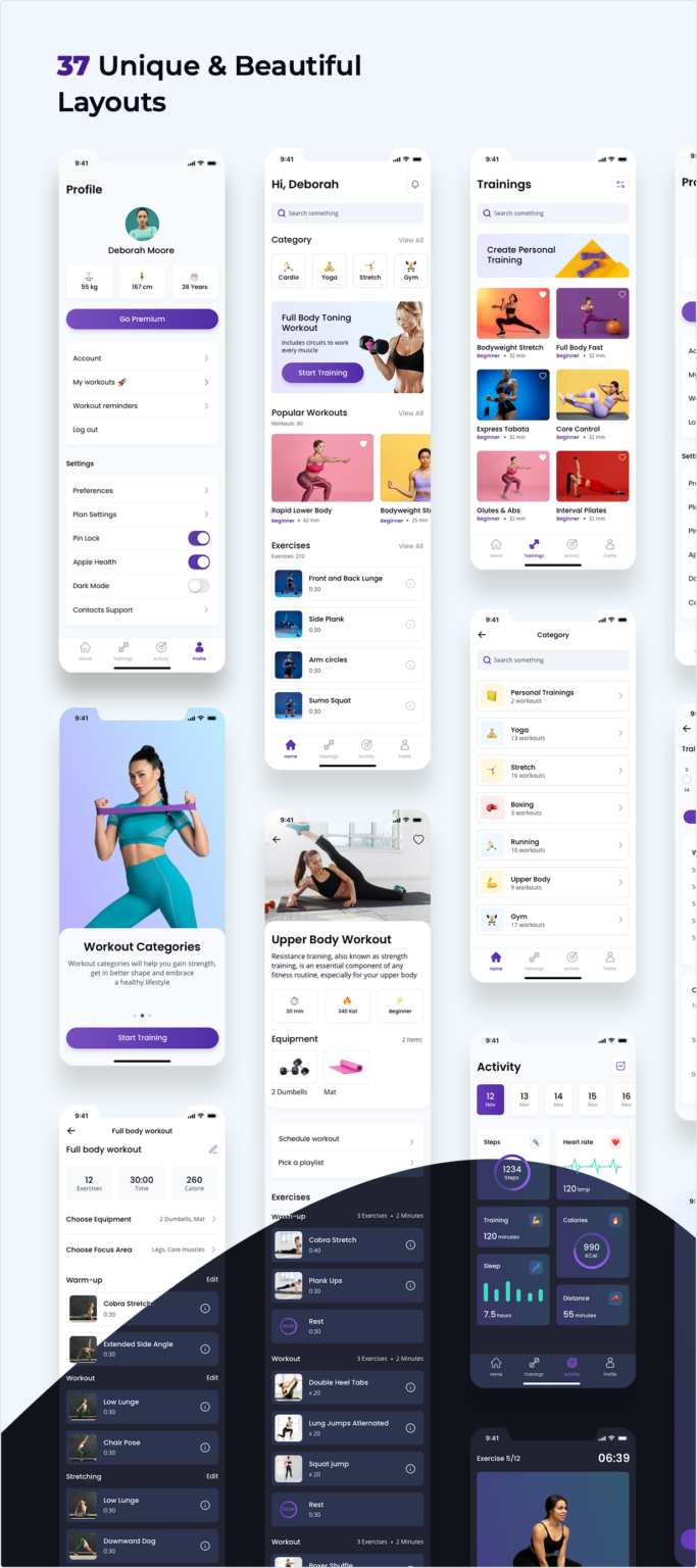 5 Best Fitness App Design Templates in 2024 | Exercise.com